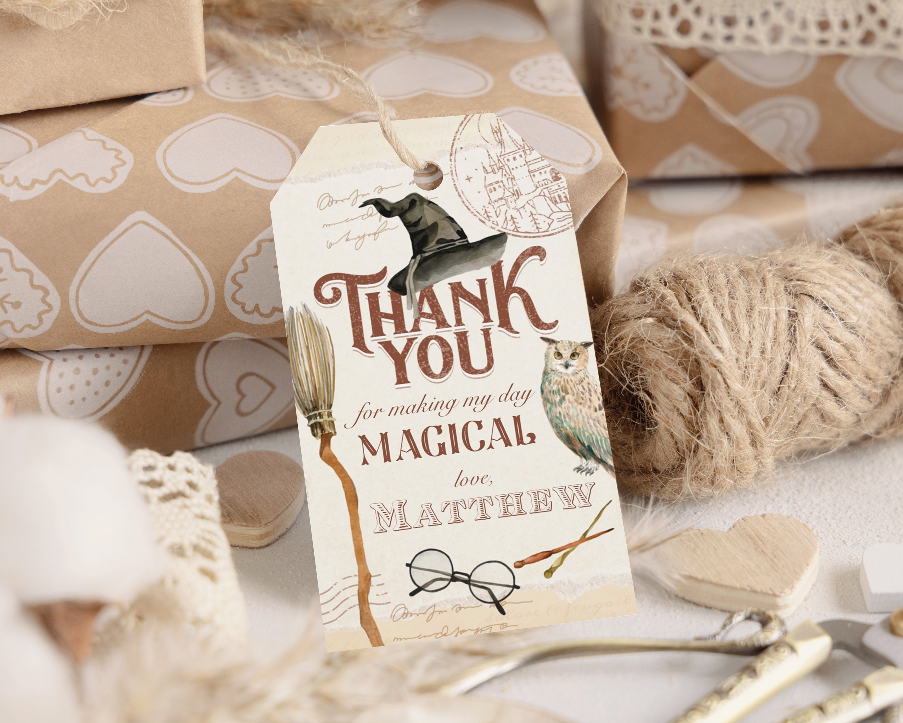 Wizard Thank You Tag, Magical Birthday Thank You Tag, Birthday Party ...