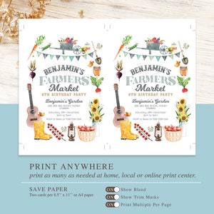 Farmers Market Invitation, Farmers Market Birthday Invitation, Kids ...