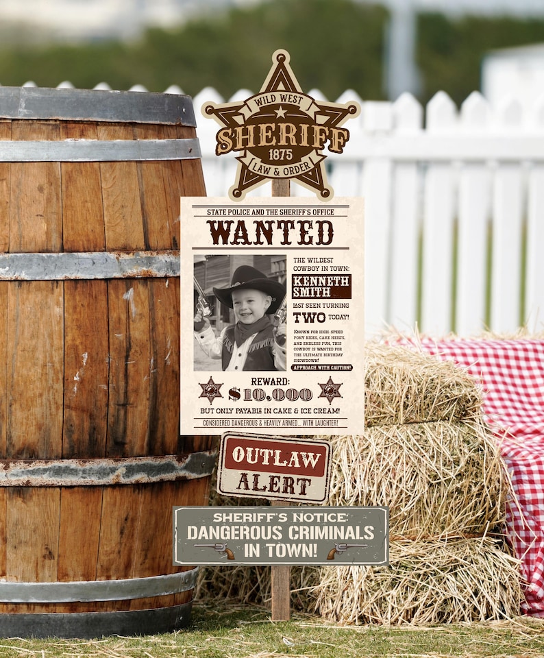 Editable Wanted Poster, Mickey Cowboy Birthday Decoration, Wild West ...