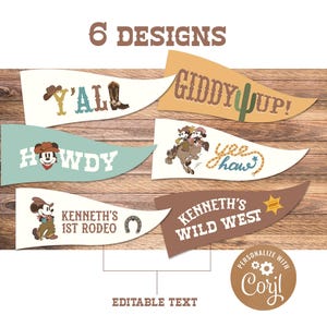 Printable Mickey Rodeo Birthday Pennants, Mickey Cowboy Birthday ...