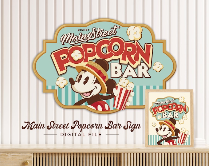 Mickey Main Street Popcorn Bar Disney Decor Etsy
