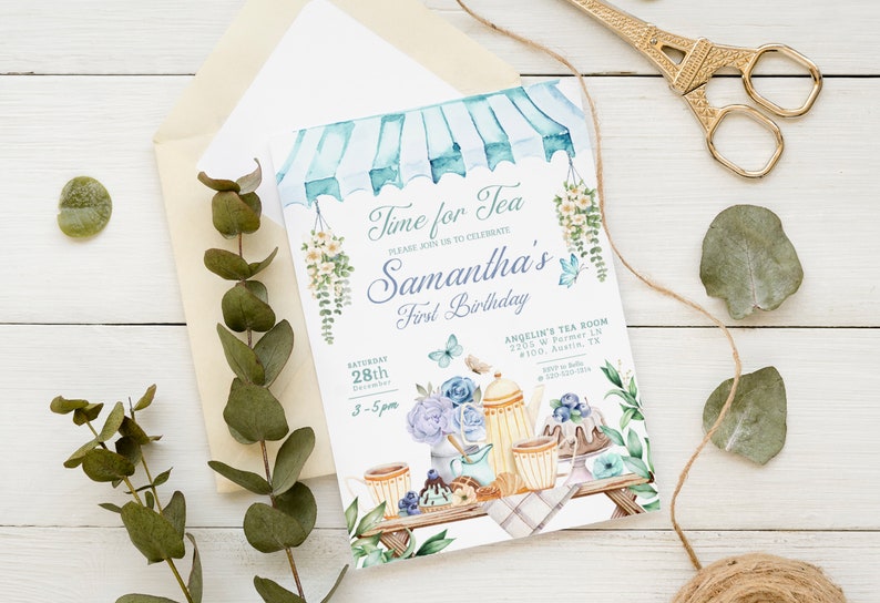 Time for Tea Invitation, Tea Party Invitation, Garden Party Invitation ...