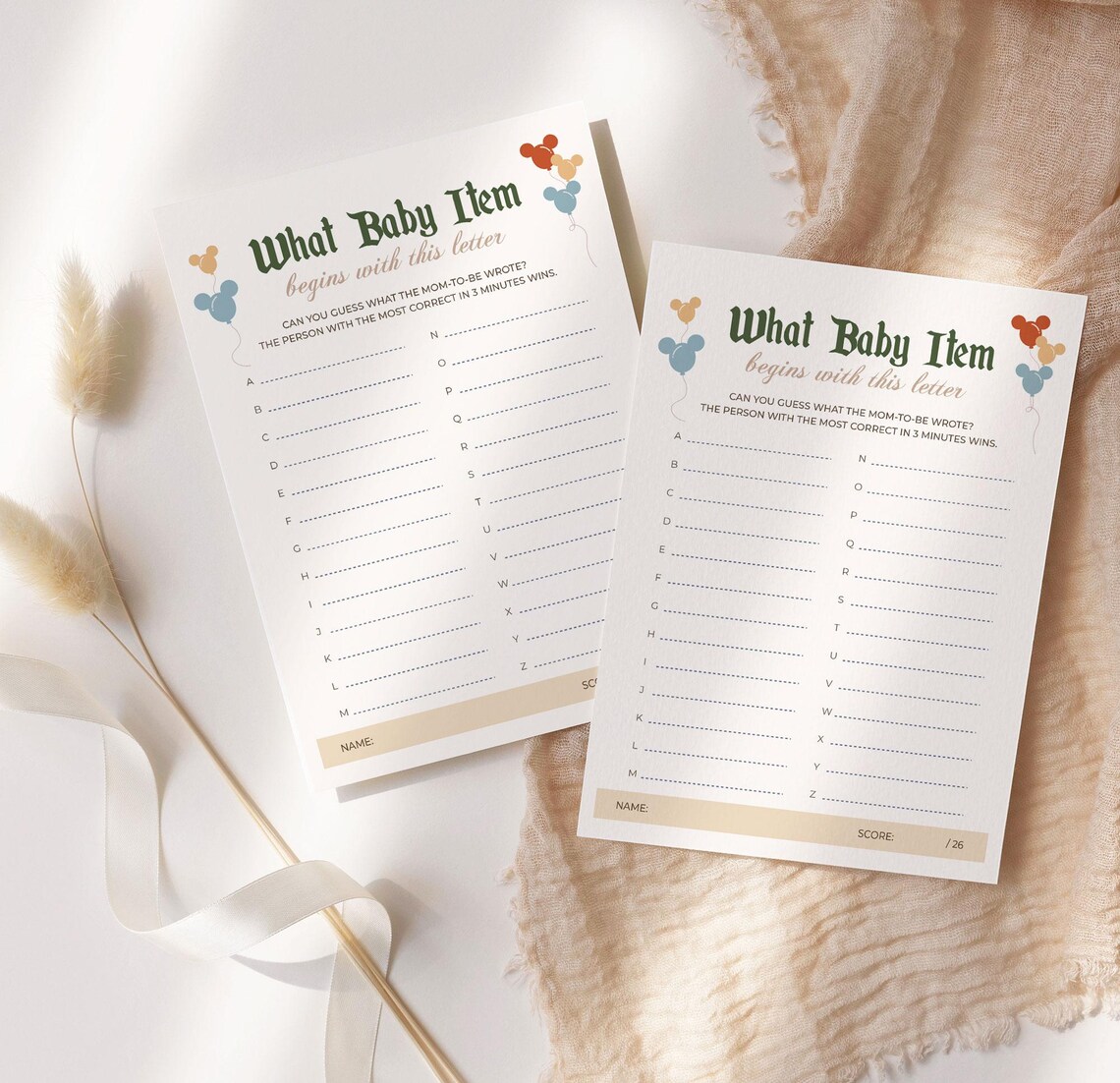 Printable Baby Item ABC Game, Babyland Baby Shower Games, Disneyland ...