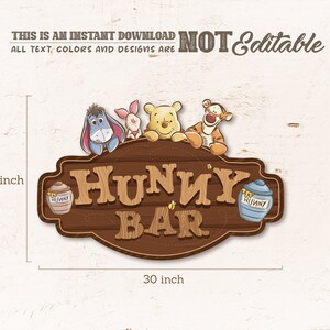 Winnie the Pooh Hunny Sign, Hundred Acre Wood Birthday, Rumbly in Your ...