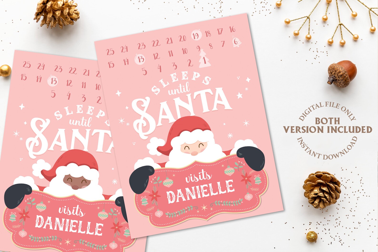 Printable Christmas Countdown Sign, Days Until Christmas, Advent ...