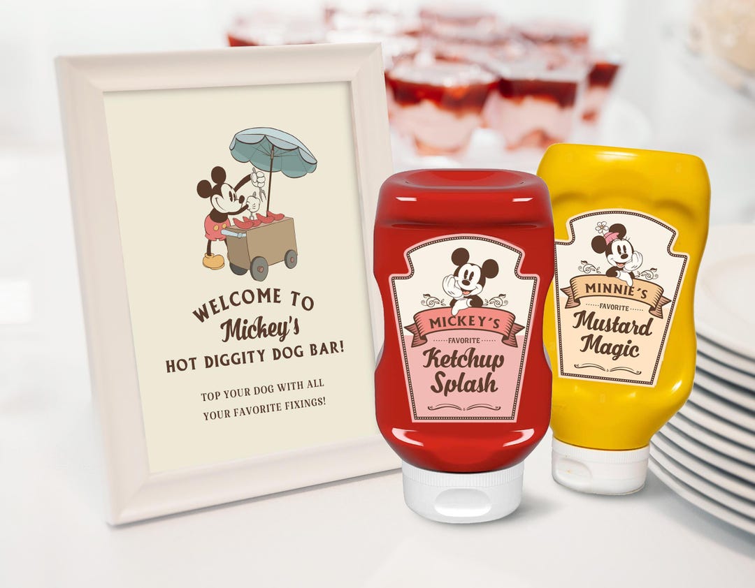 Printable Mickey Condiment Labels, Printable Mayo Ketchup Mustard ...