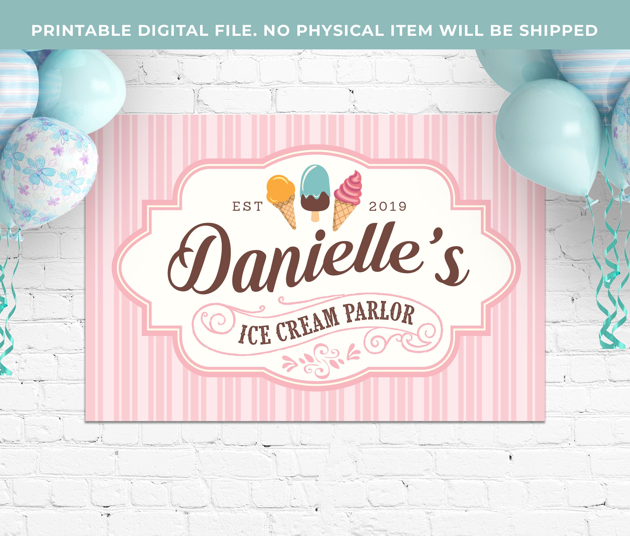 Letrero de heladería imprimible perfecto para cualquier | Etsy México