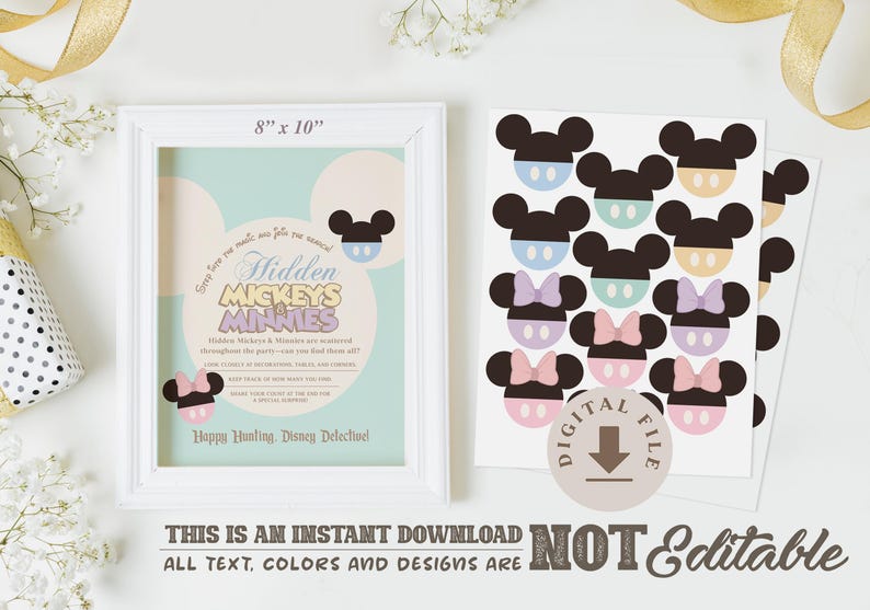 Printable Hidden Mickeys and Minnies Hunt, Mickey Birthday Game ...