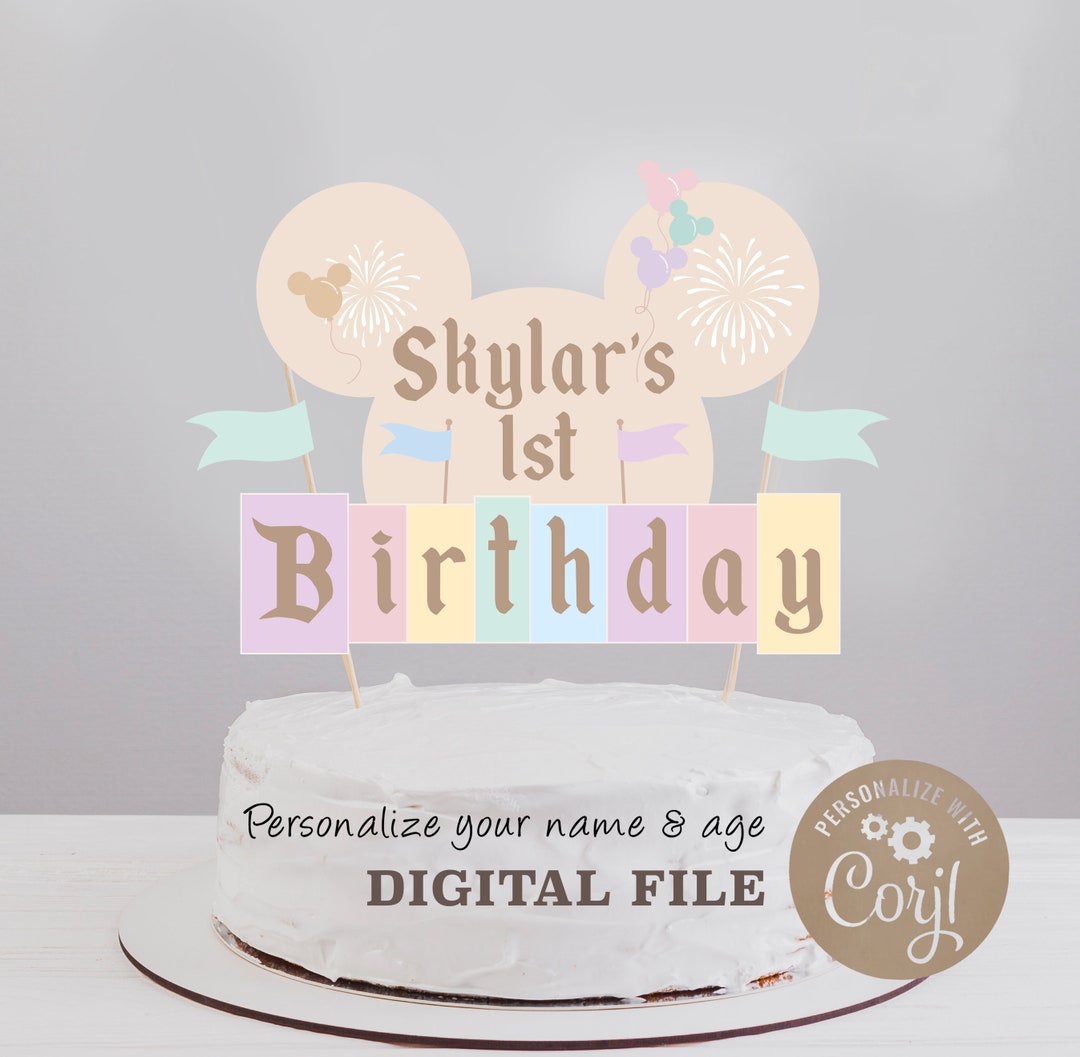Editable Name Birthday Cake Topper, Printable Happiest Birthday on ...