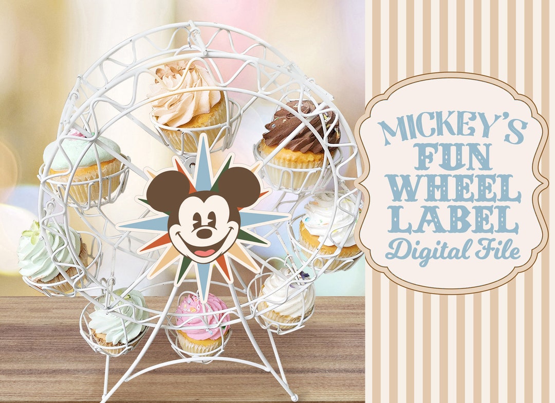 Printable Mickey's Fun Wheel Label, Mickey Birthday, Disneyland Party ...
