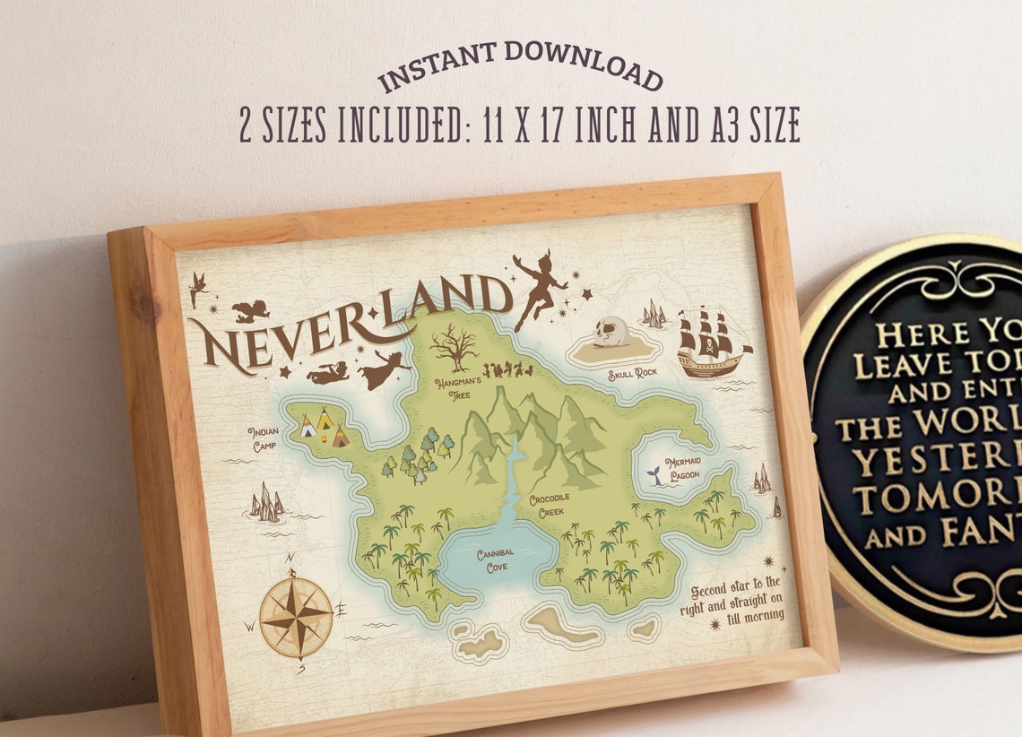 Printable Neverland Party Place Mat, Neverland Wall Art, Peter Pan ...