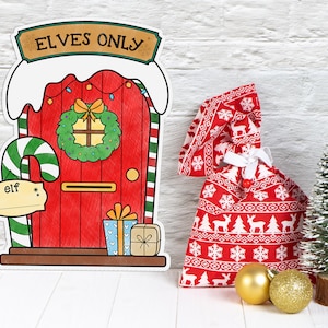 Printable Elf Door Coloring Pages, Christmas Activity for Preschoolers ...