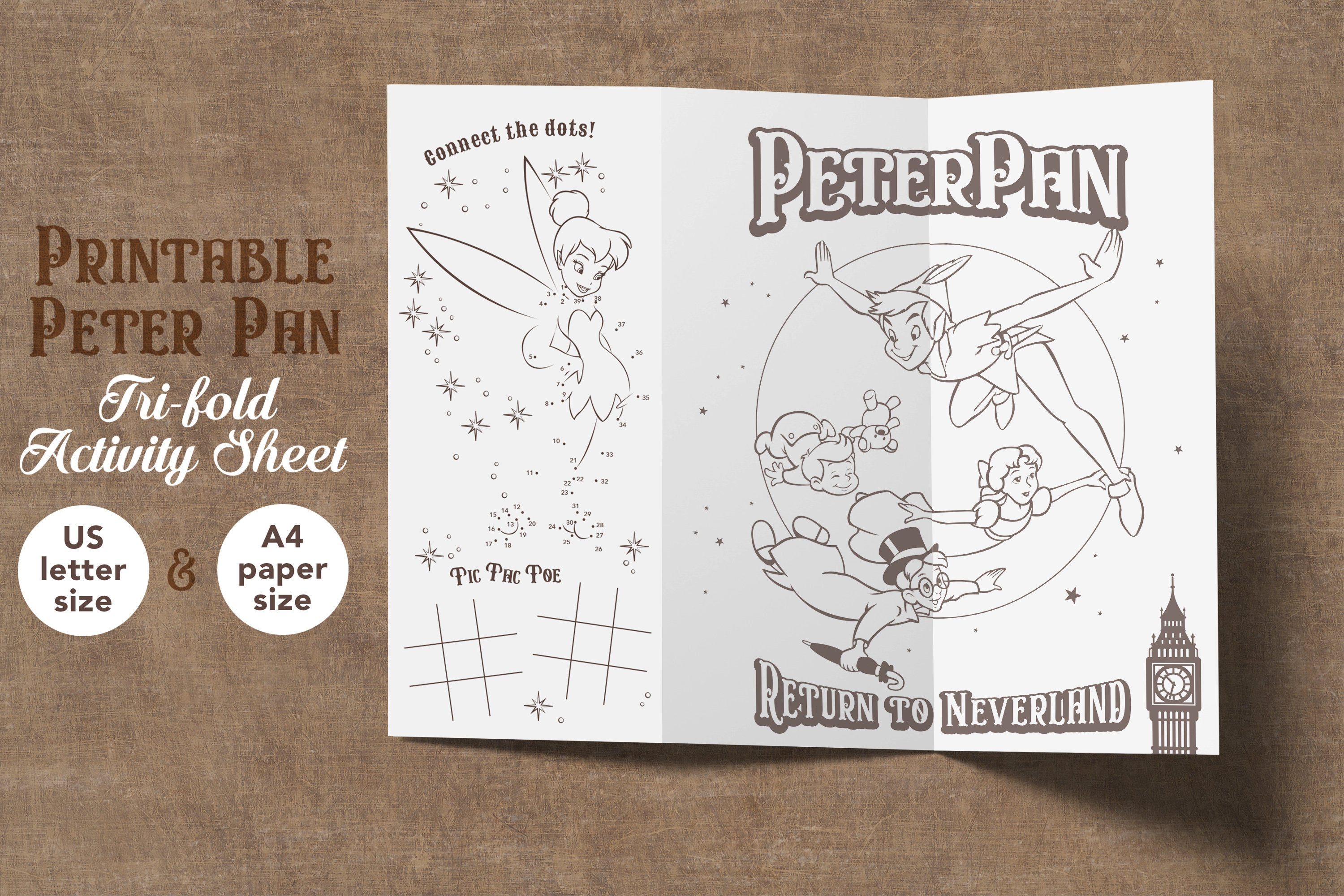 Printable Peter Pan Activity Sheet, Neverland Coloring Page, Kids ...