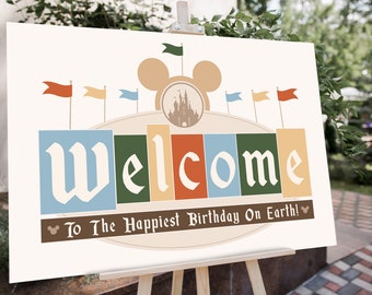 Disneyland Baby Shower Party Welcome Sign, Disneyland Party Decoration ...