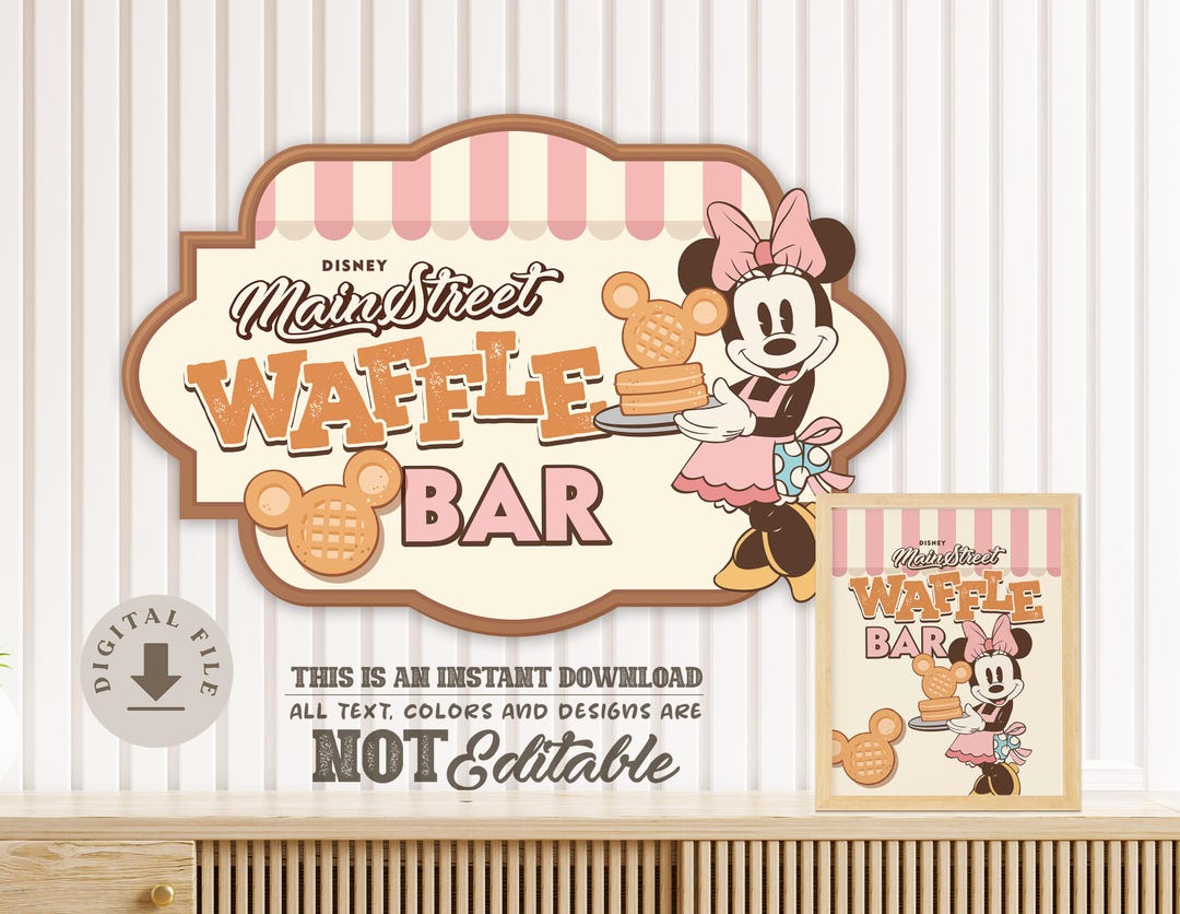 Minnie Waffle Bar Sign, Main Street Waffle Bar, Minnie Birthday, Minnie ...