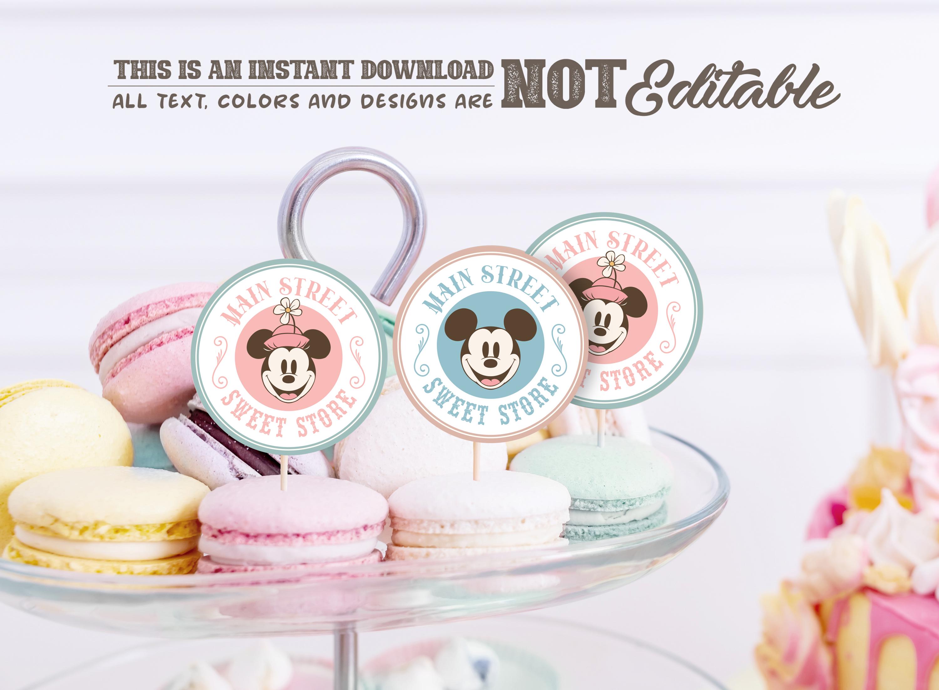 Printable Mickey & Minnie Sweet Shop Tags, Cupcake Toppers, Mickey ...