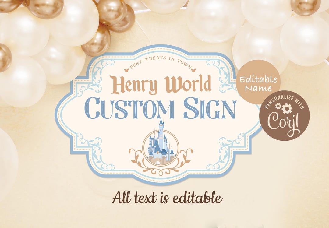 Printable Disney World Custom Sign, Prince Baby Shower, Perfect for Any ...