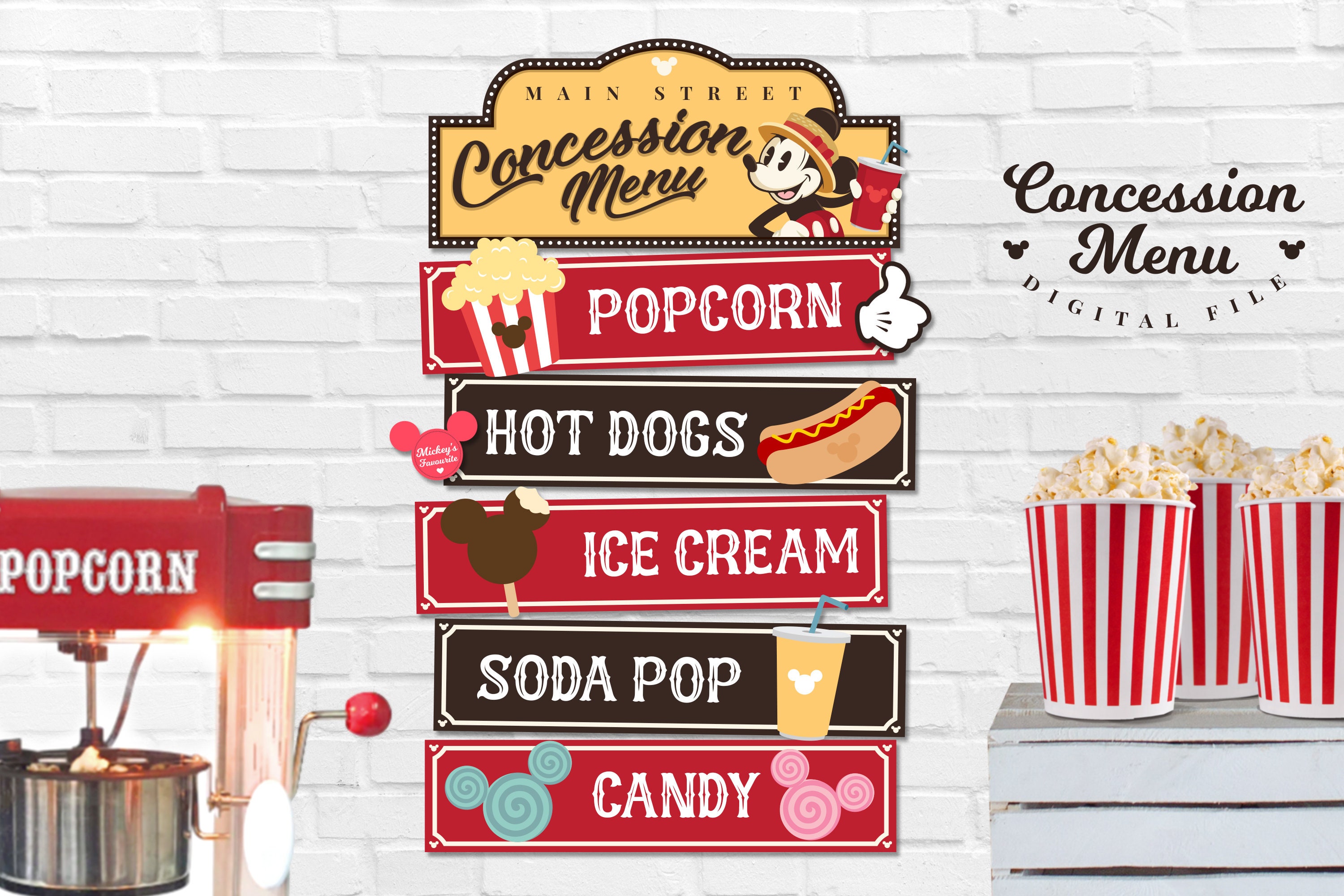 Printable Mickey Concession Menu, Main Street Snack Bar, Mickey ...