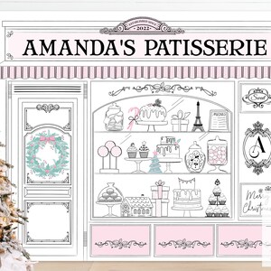 Christmas Patisserie Party Backdrop, Bake Shop Backdrop, Parisian Cafe ...
