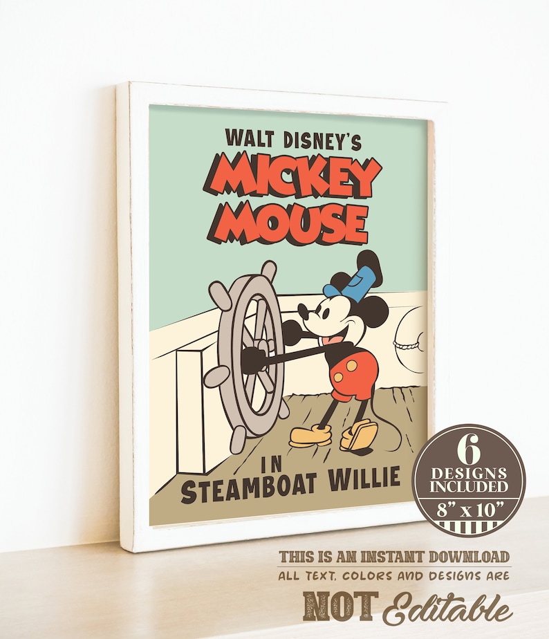 Vintage Mickey Poster Mickey Party Decoration Disneyland - Etsy