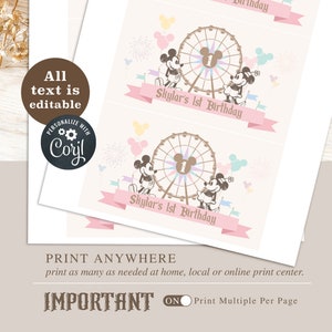 Printable Disneyland Gable Box Label, Disney World Favors Label, Mickey ...