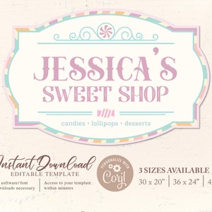Editable Sweet Shop Sign, Candy Theme Party Decor - Etsy