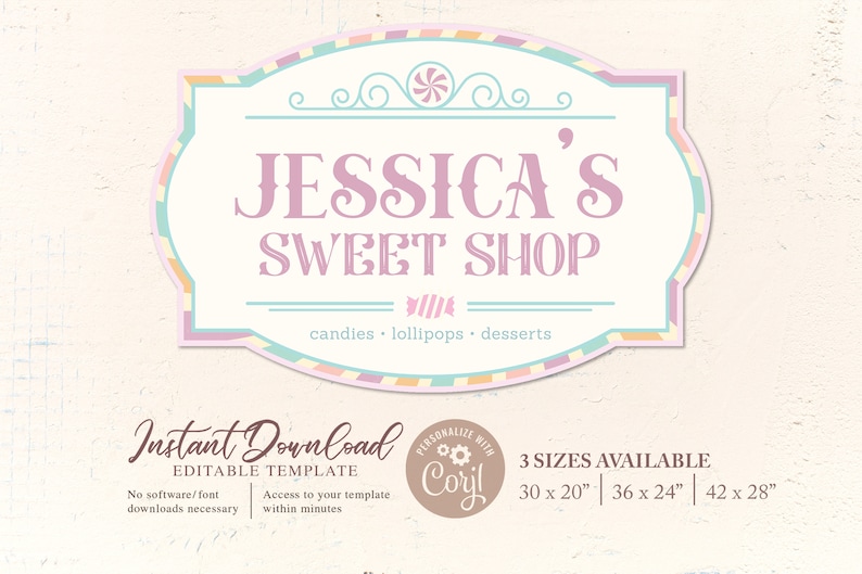 Editable Sweet Shop Sign, Candy Theme Party Decor - Etsy