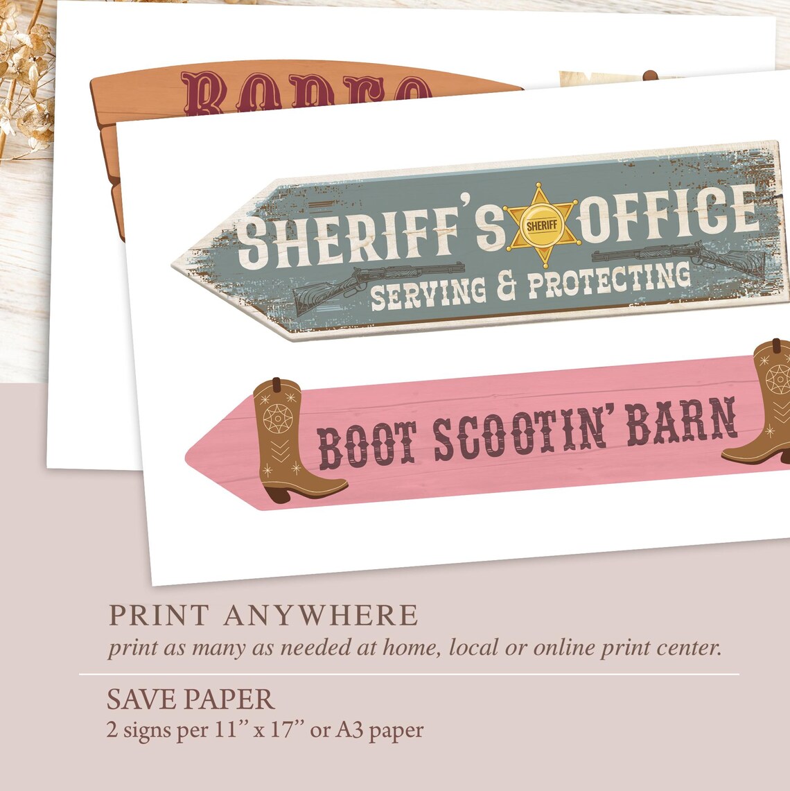 Printable Rodeo Birthday Party Directional Signs, Minnie Cowgirl Baby ...