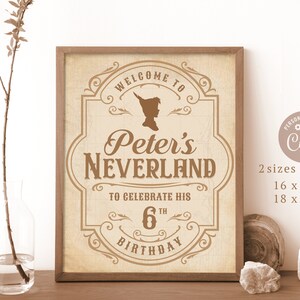 Neverland Birthday Welcome Sign, Peter Pan Birthday, Never Grow Up ...