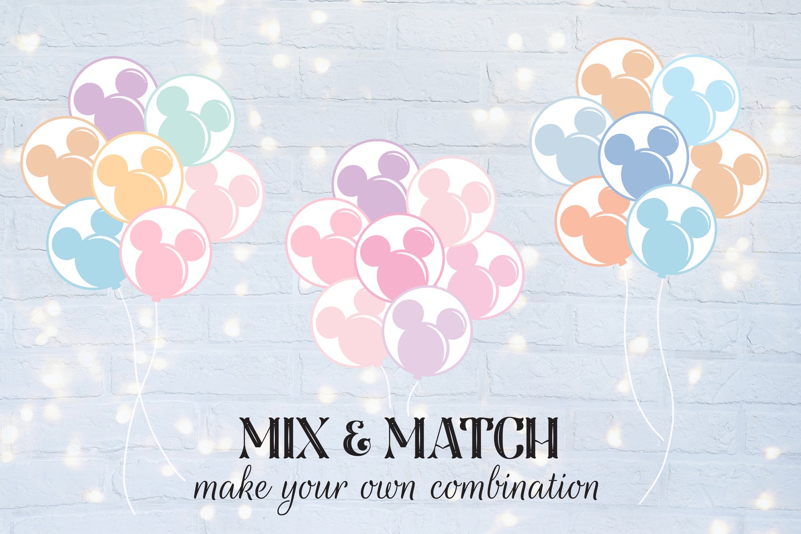 Printable Pastel Mickey Balloons, Disneyland Baby Shower Stand up Prop ...