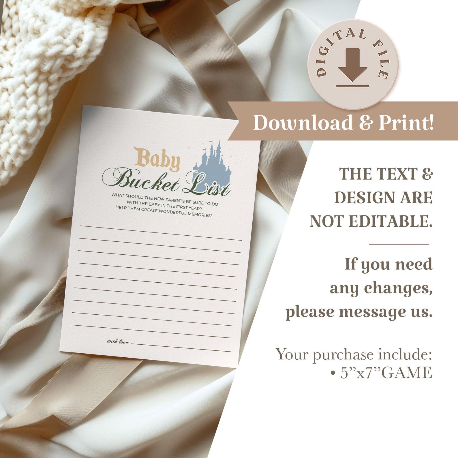 Printable Baby Bucket List, Babyland Baby Shower Games, Disneyland ...