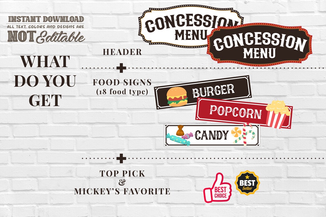 Printable Concession Menu, Snack Bar Menu, Movie Birthday, Movie Night ...