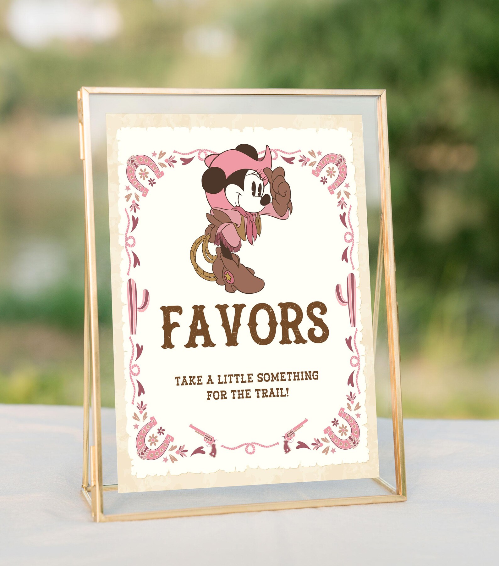 Printable Minnie Favors Sign, Minnie Cowgirl Rodeo Party Decoration ...