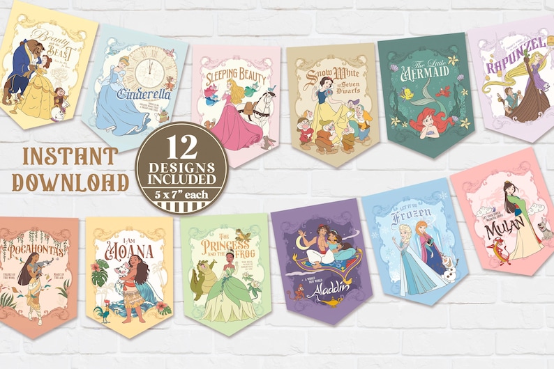 Printable Princess Banner, Disneyland Birthday Party Decoration ...