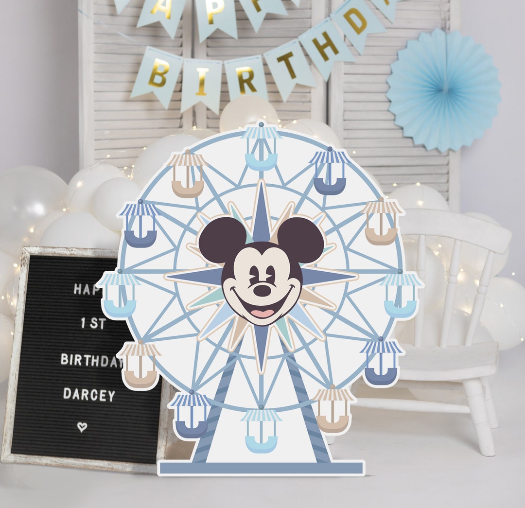 Printable Mickey Ferris Wheel Cutout, Disneyland Birthday Party Stand ...