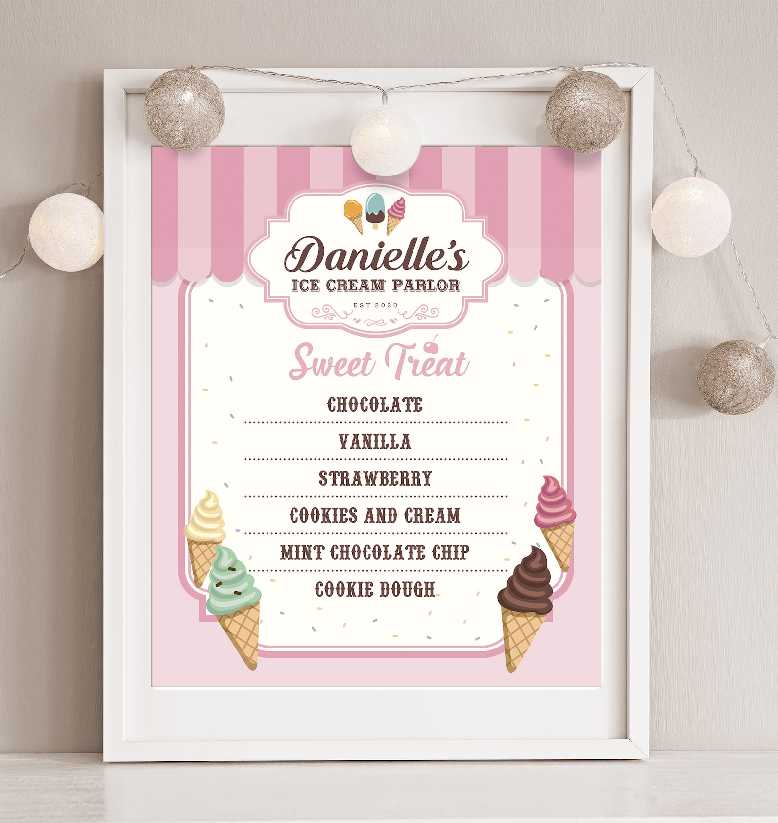 Printable Customize Ice Cream Menu 10 X 12 Digital File - Etsy