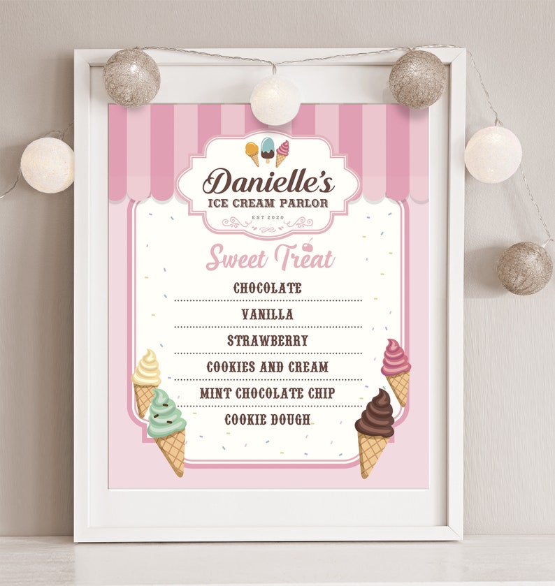 Printable Customize Ice Cream Menu 10 X 12 Digital File - Etsy
