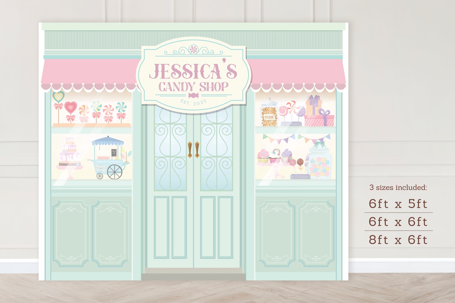 Editable Candy Shop Backdrop, Candy Theme Decor - Etsy