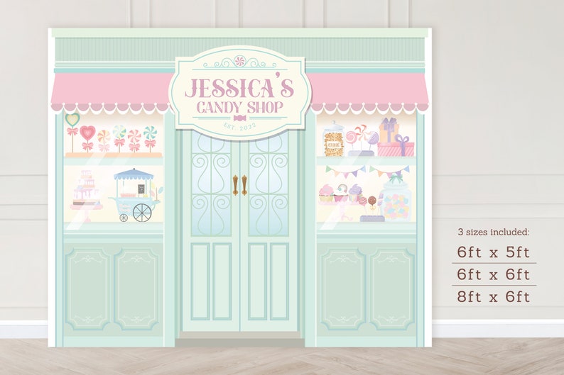 Editable Candy Shop Backdrop, Candy Theme Decor - Etsy