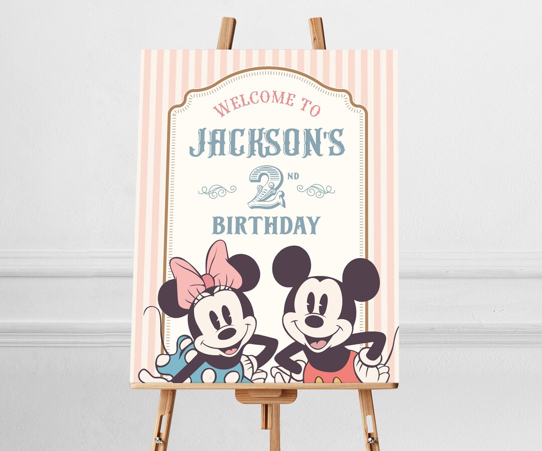 Printable Mickey & Minnie Welcome Sign, Mickey Birthday Sign, Perfect ...