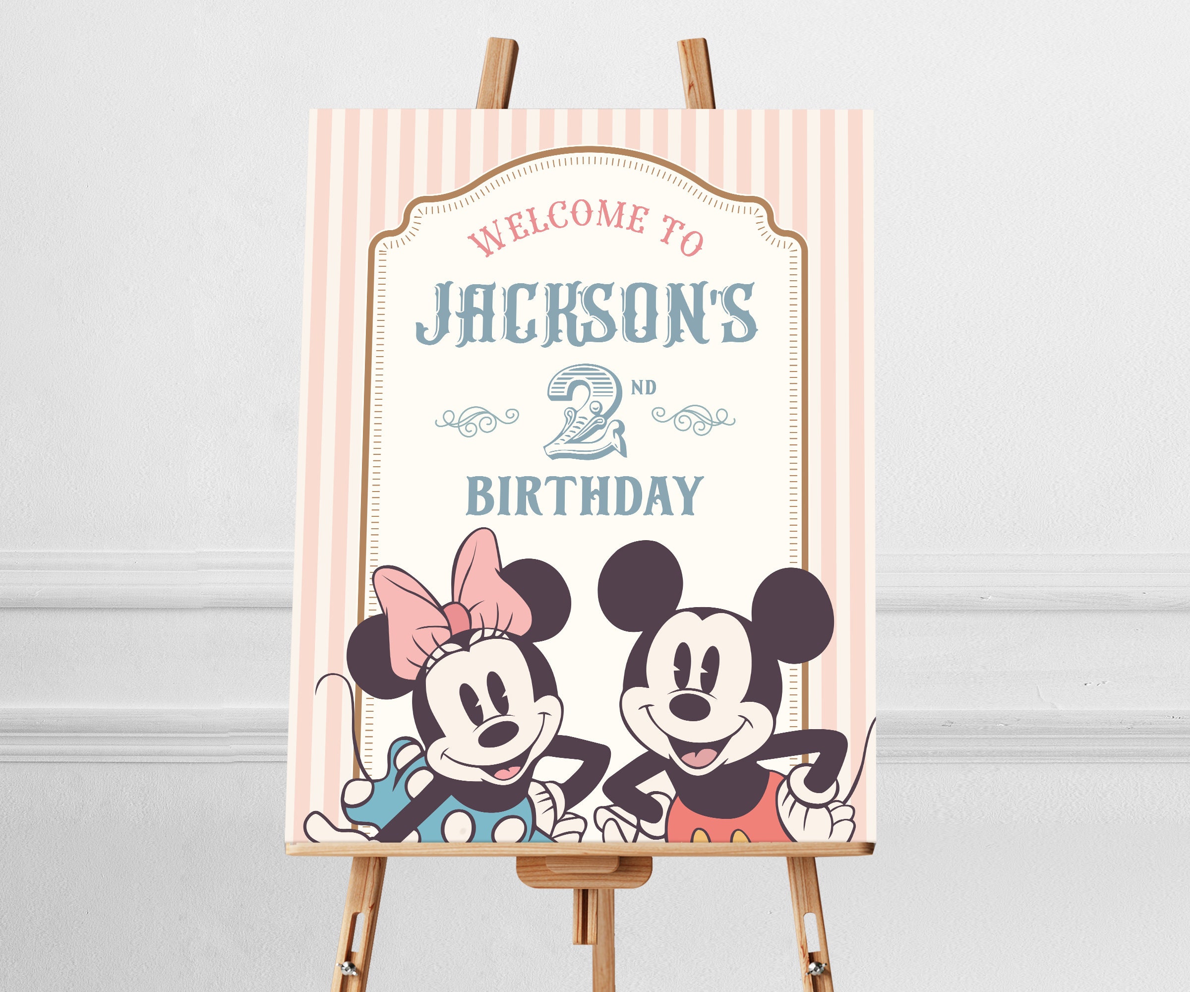 Cartel de bienvenida imprimible de Mickey y Minnie cartel de - Etsy México