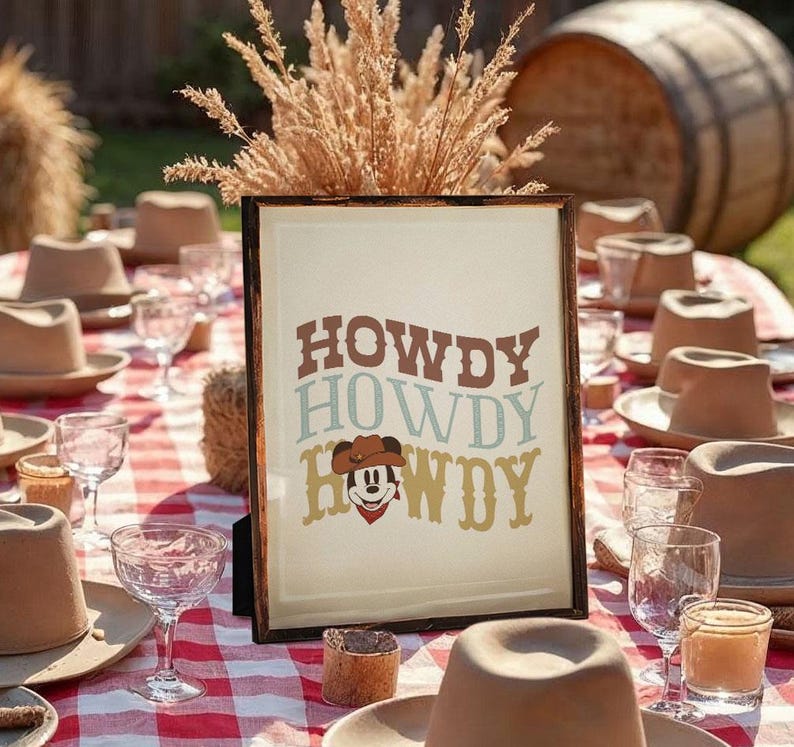 Printable Mickey Cowboy Rodeo Party Poster, Wild West Centerpiece ...