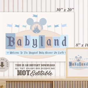 Babyland Baby Shower Party Welcome Sign, Disneyland Party Decoration ...