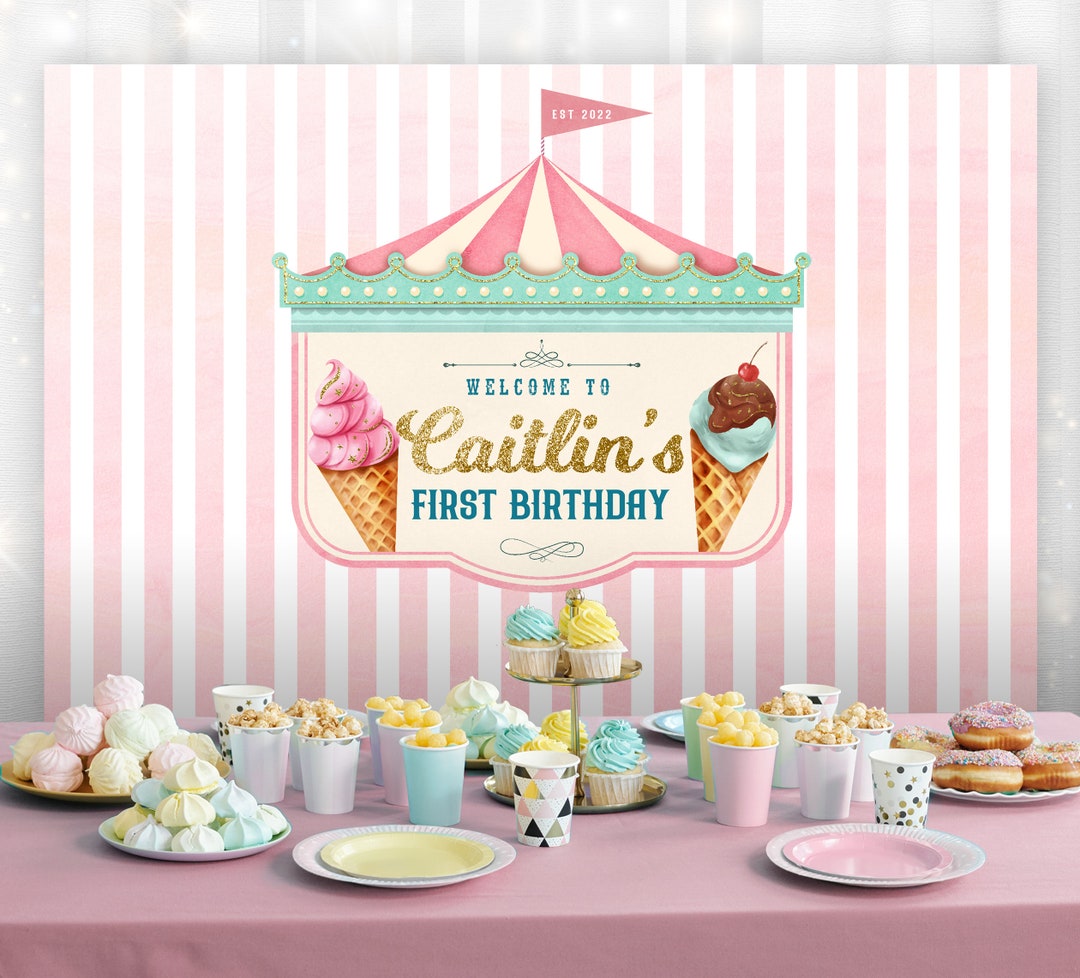 Ice Cream Party Backdrop, Perfect for Any Ice Cream Theme Birthday ...