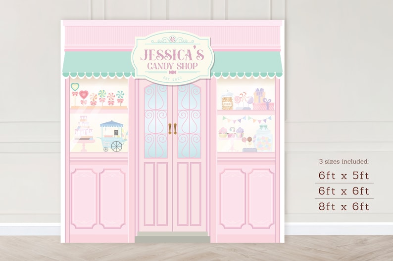 Editable Candy Shop Backdrop, Candy Theme Decor - Etsy