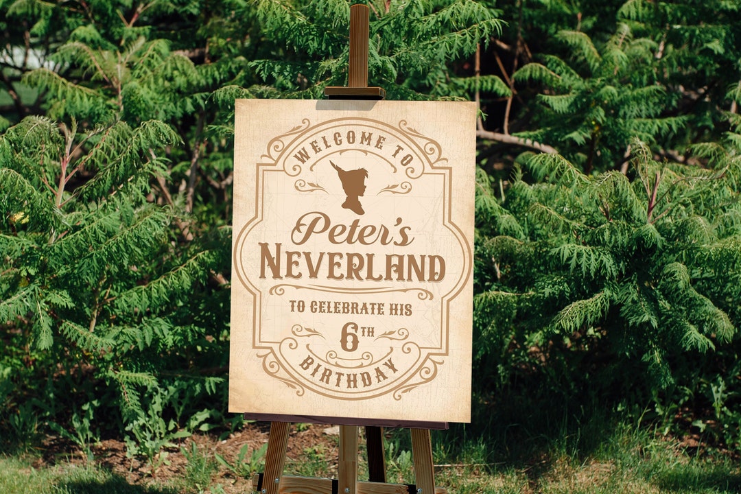 Neverland Birthday Welcome Sign, Peter Pan Birthday, Never Grow Up ...