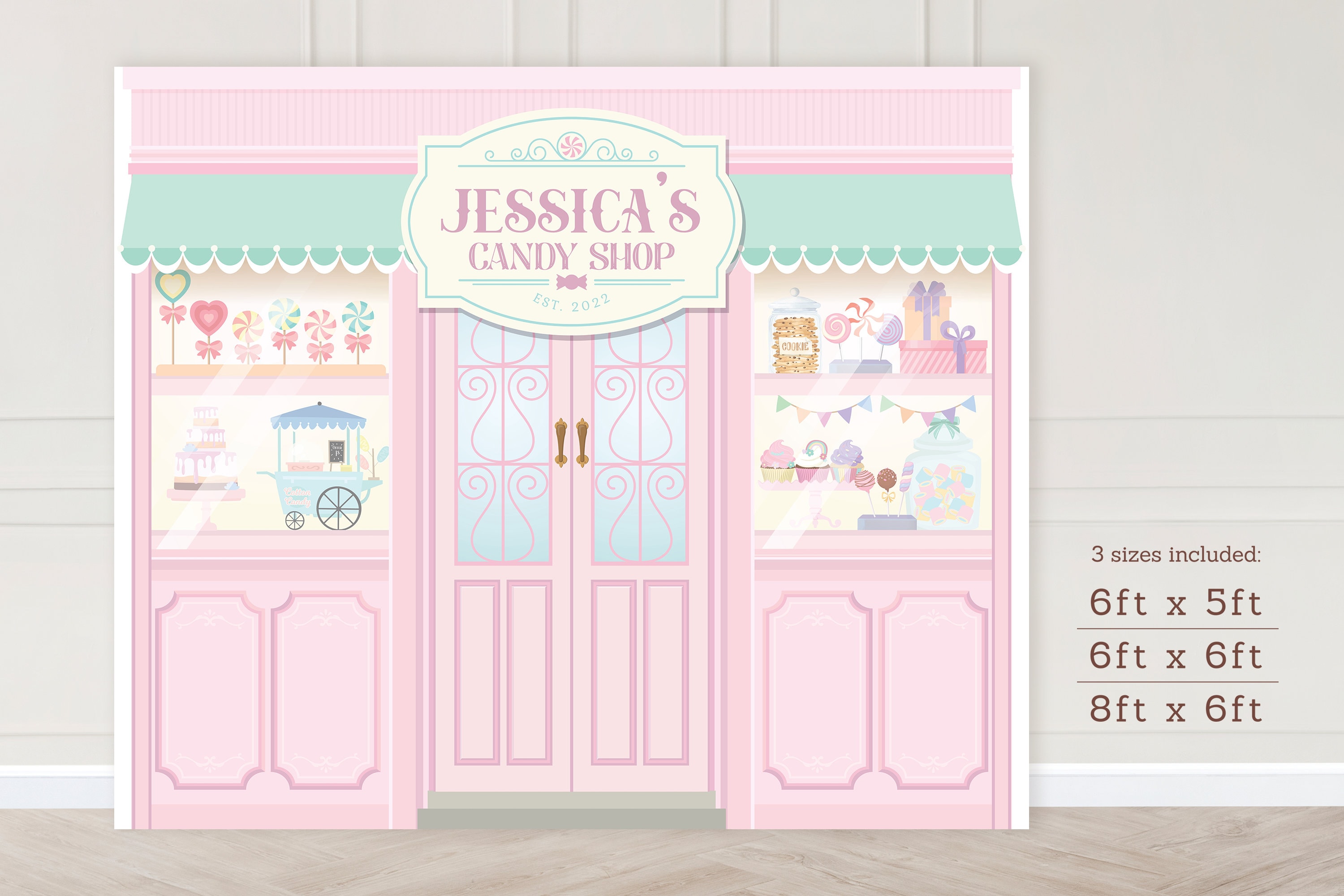 Editable Candy Shop Backdrop Candy Theme Decor - Etsy