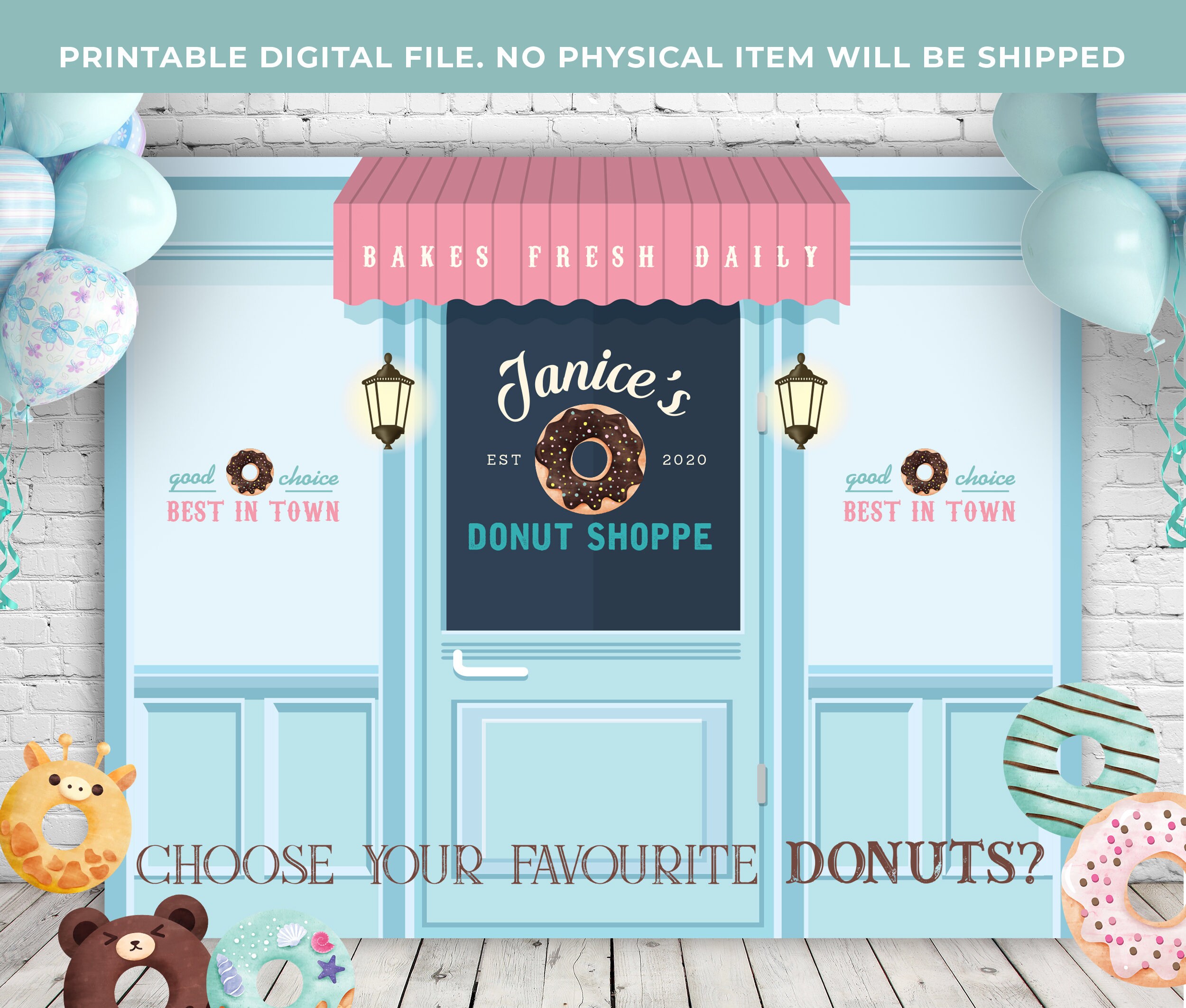 Printable Donut Shoppe Backdrop Perfect for any donut theme | Etsy