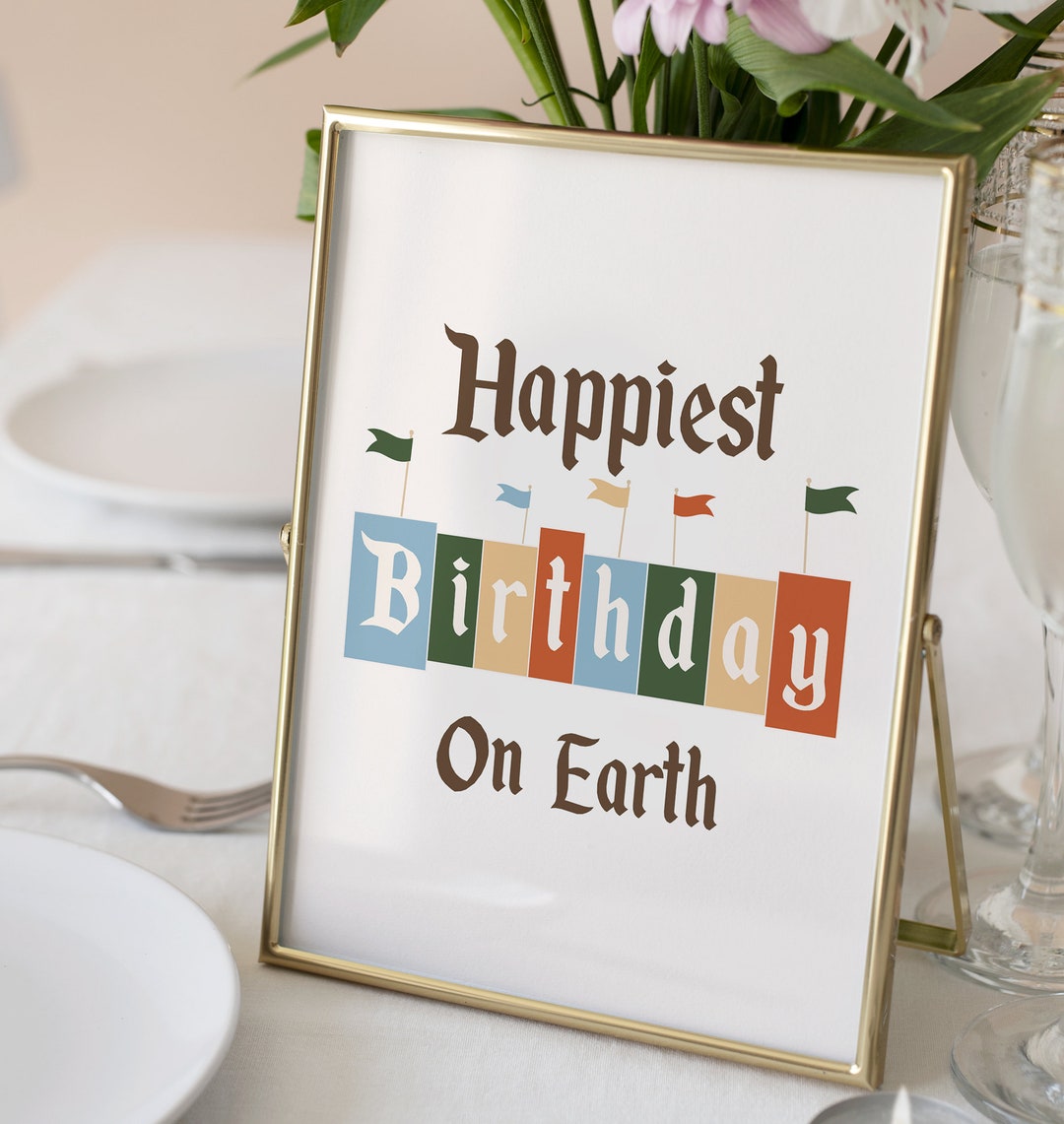 Printable Disneyland Birthday Sign, Happiest Birthday on Earth, Mickey ...