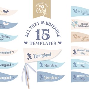 Editable Happiest Birthday on Earth Pennants, Mickey Banners, Minnie ...